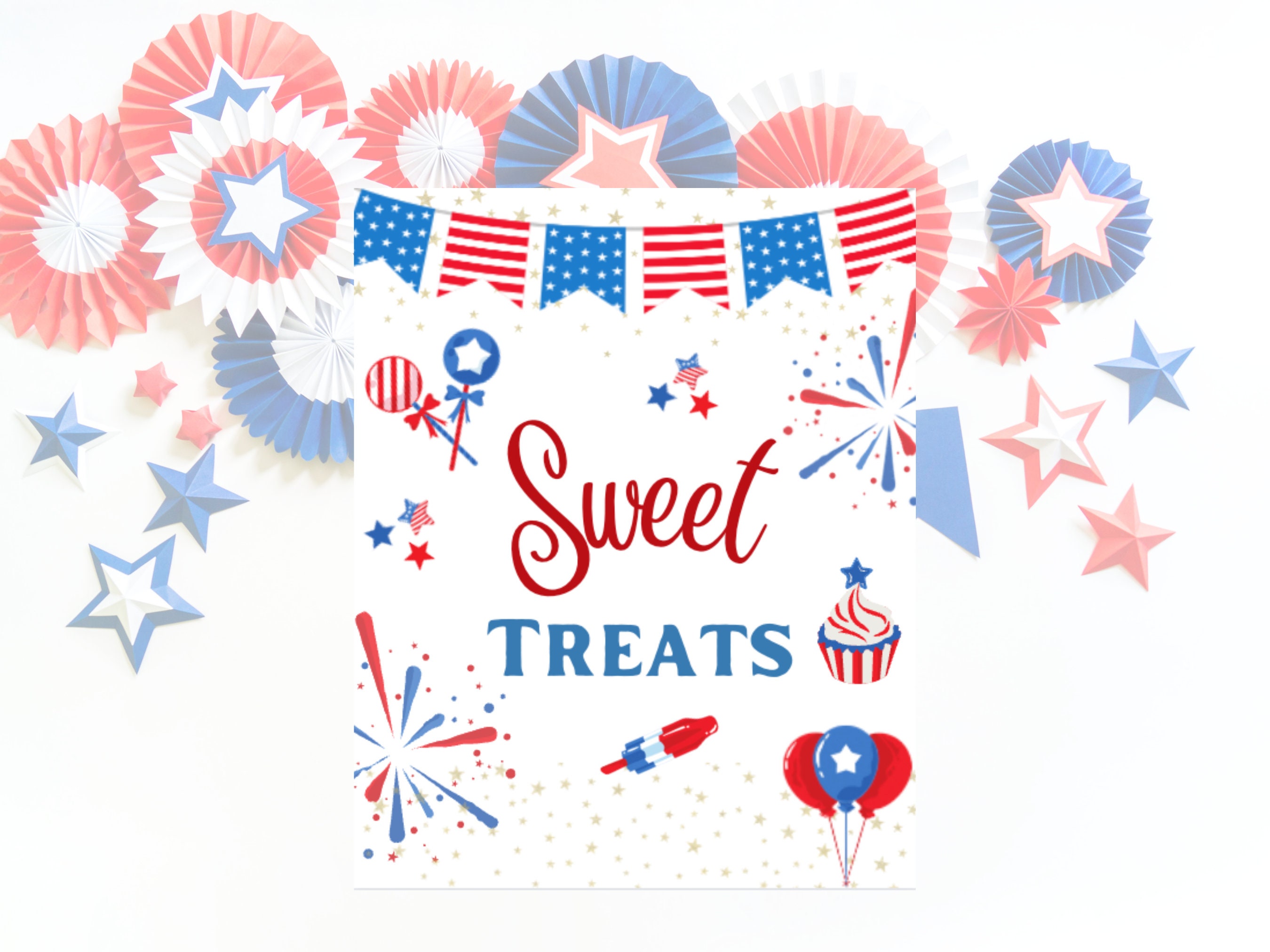 4th of July Sign, 4th of July Party Sign, Sweet Treats Sign, Printable ...