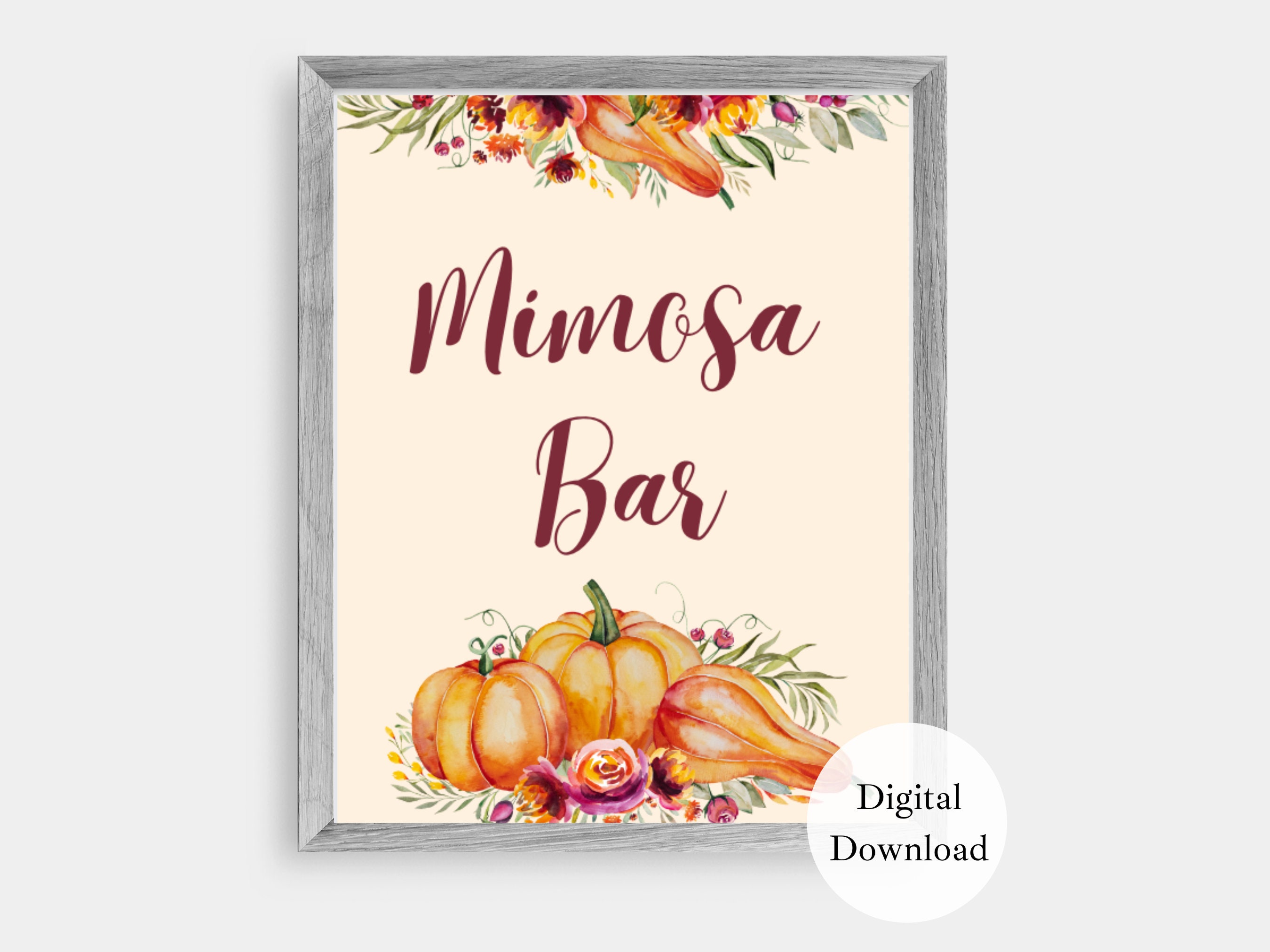 Mimosa Bar Sign, Halloween Mimosa Bar Table Sign, Harvest Mimosa Bar ...