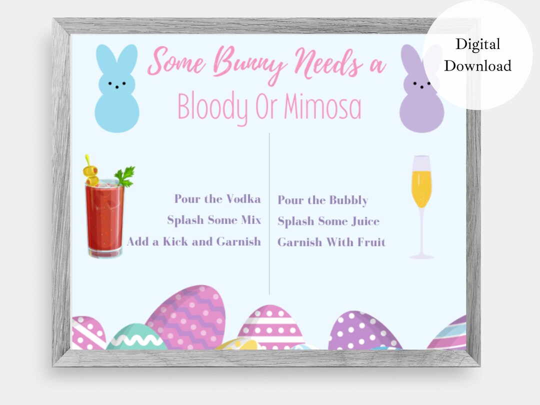 Easter Mimosa and Bloody Mary Bar Sign, Easter Printable Sign, Easter ...