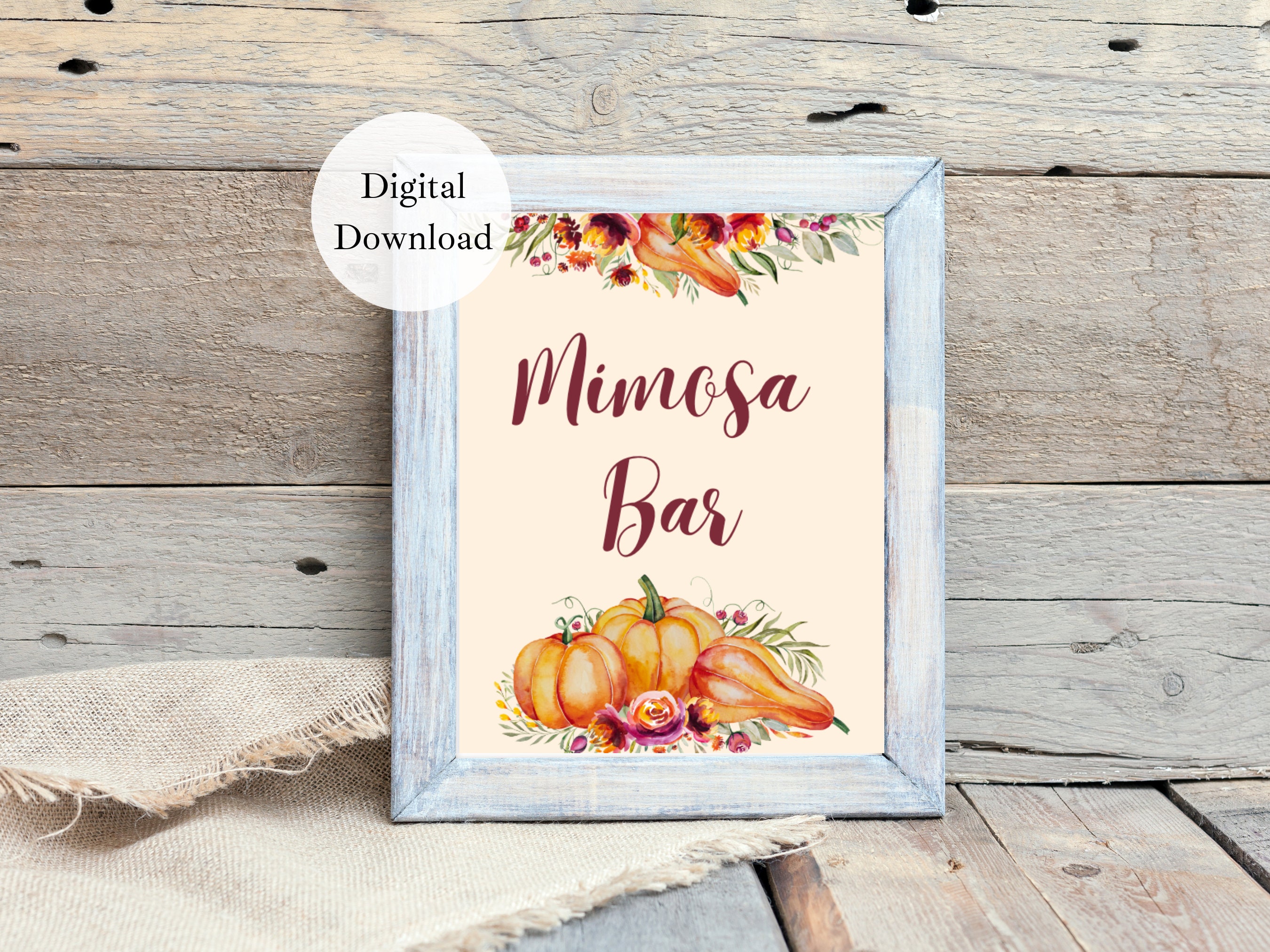 Mimosa Bar Sign, Halloween Mimosa Bar Table Sign, Harvest Mimosa Bar ...