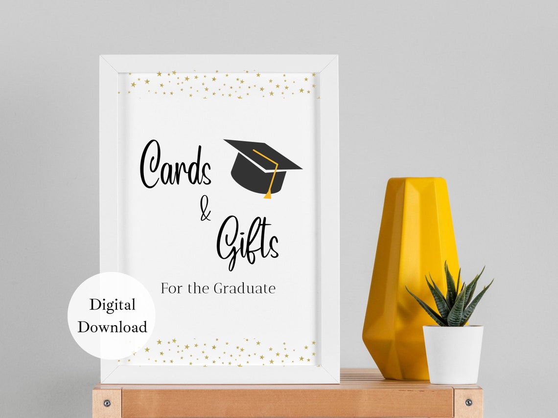 Graduation Sign, Graduation Party Sign, Cards and Gifts Sign, Printable ...