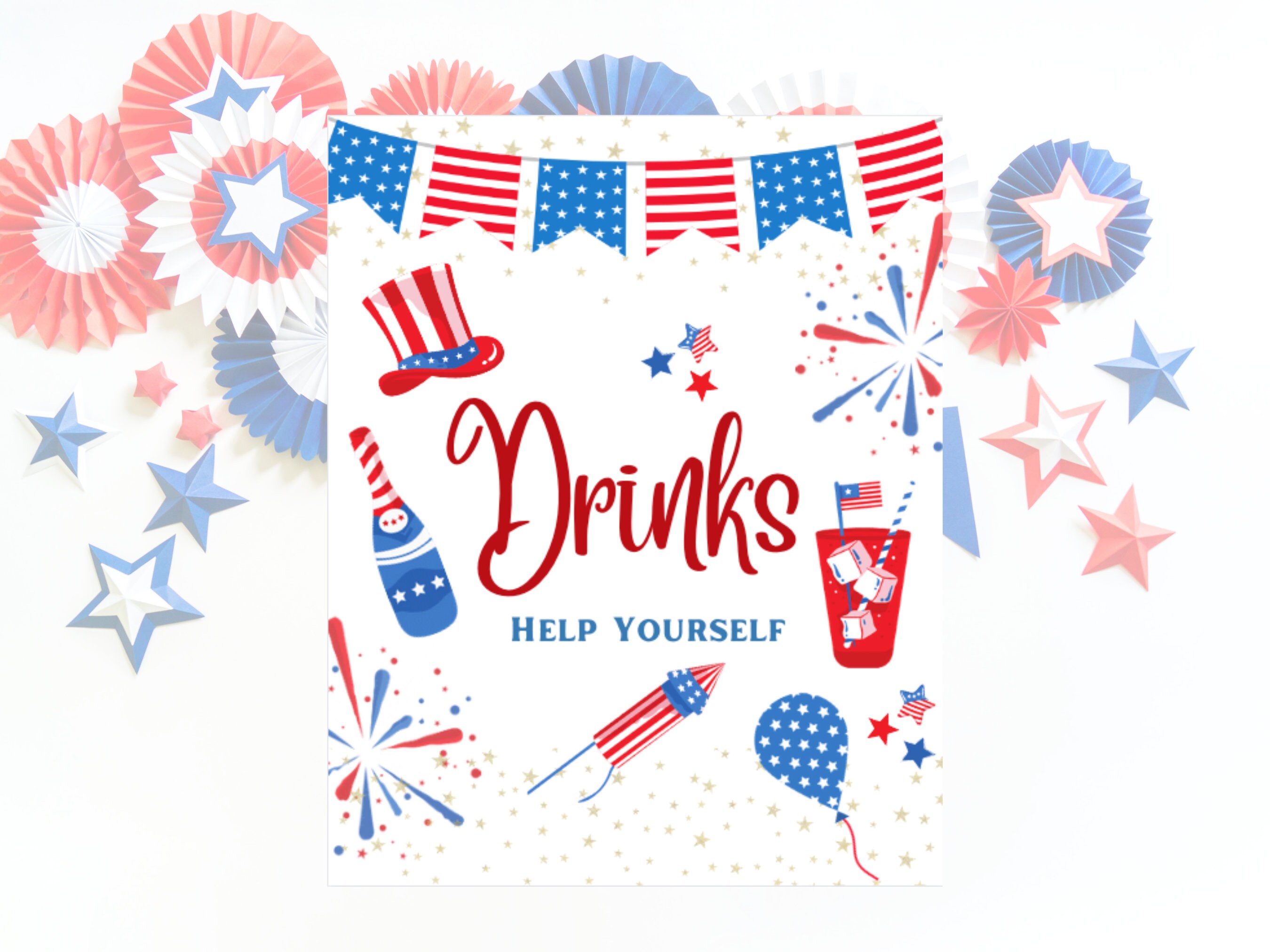 4th of July Sign, 4th of July Party Sign, Drinks Sign, Printable Signs ...
