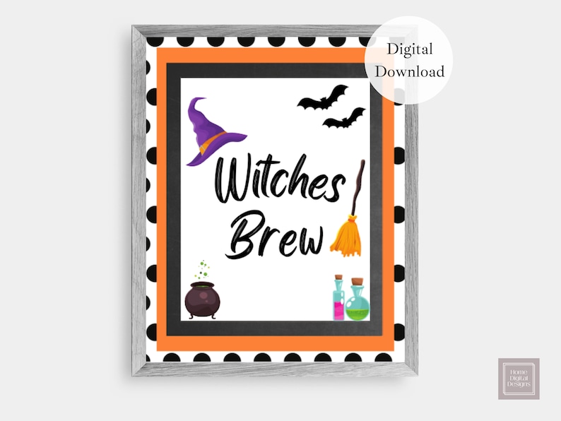 Witches Brew Sign, Halloween Sign, Table Sign, Party Sign, Printable ...
