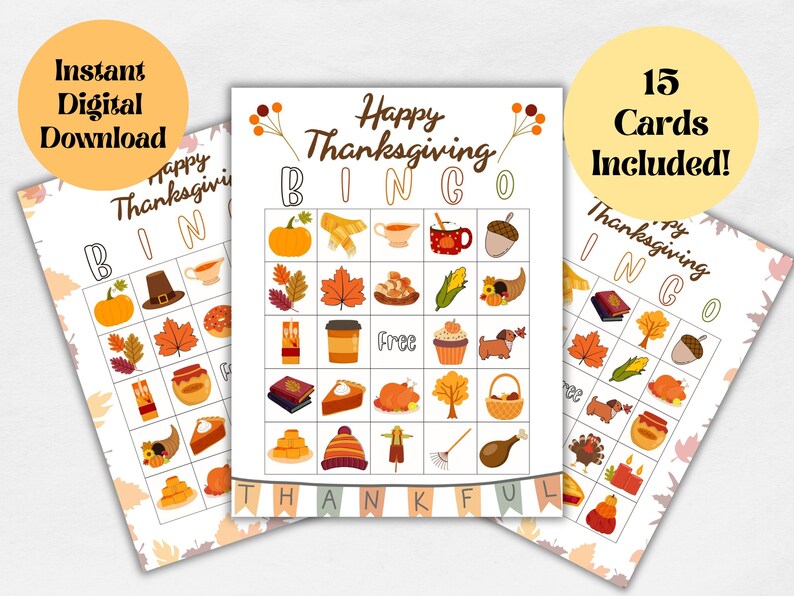 Thanksgiving BINGO, Thanksgiving Game, Printable Thanksgiving Game ...