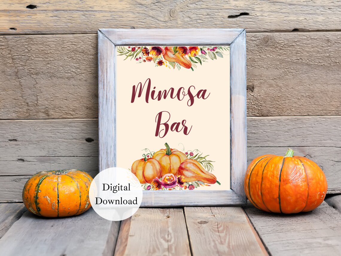 Mimosa Bar Sign, Halloween Mimosa Bar Table Sign, Harvest Mimosa Bar ...