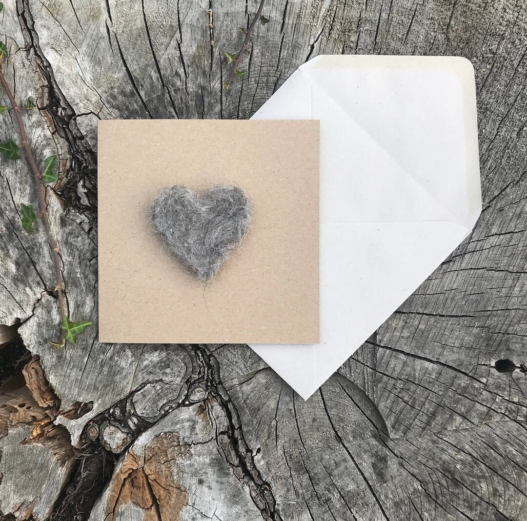 Heartfelt Card: Heart Grey Handmade Simple Unique - Etsy