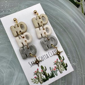 Handmade Clay HO HO Drop Earrings - Etsy