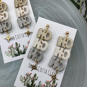 Handmade Clay HO HO Drop Earrings - Etsy