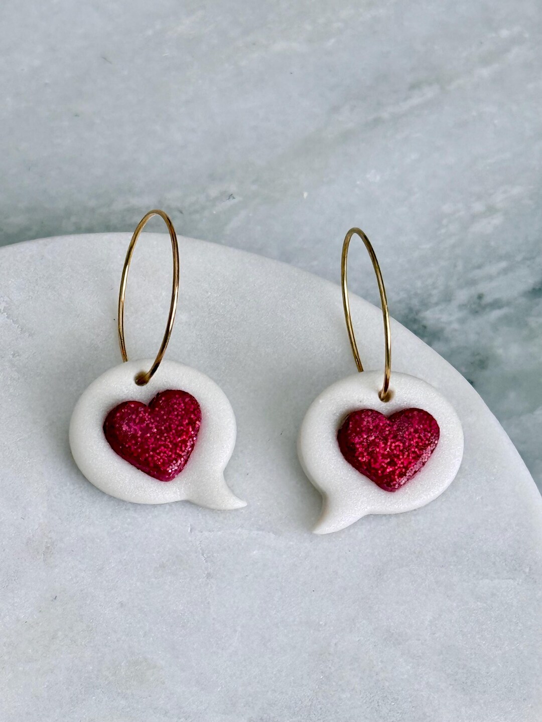 Handmade Clay Heart Convo Hoop Earrings - Etsy Canada