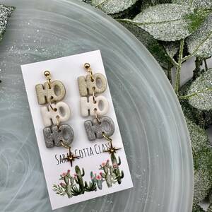 Handmade Clay HO HO Drop Earrings - Etsy