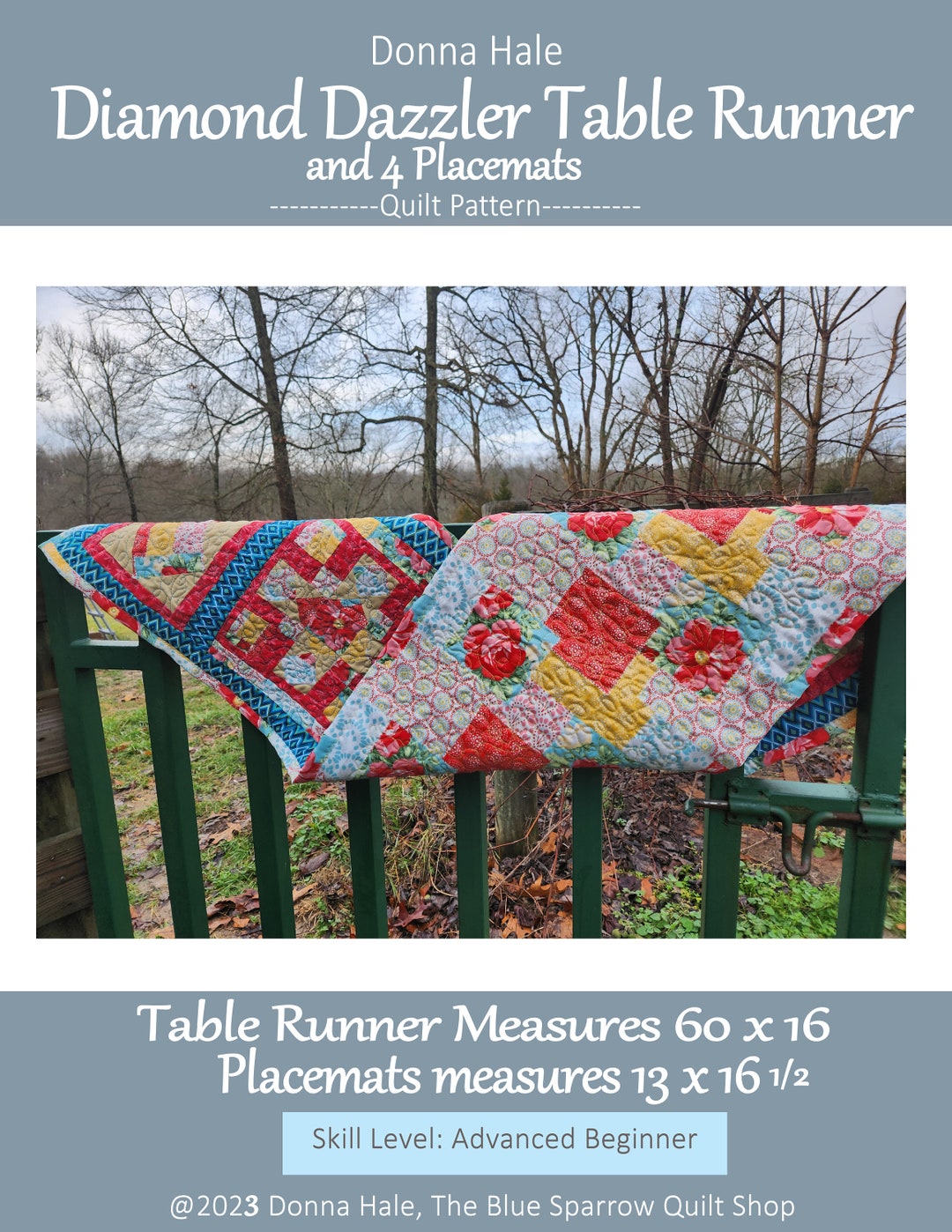 Modern Quilt Table Runner Pattern, Placemats Digital Pattern, Pattern for Beginners, Card Trick ...