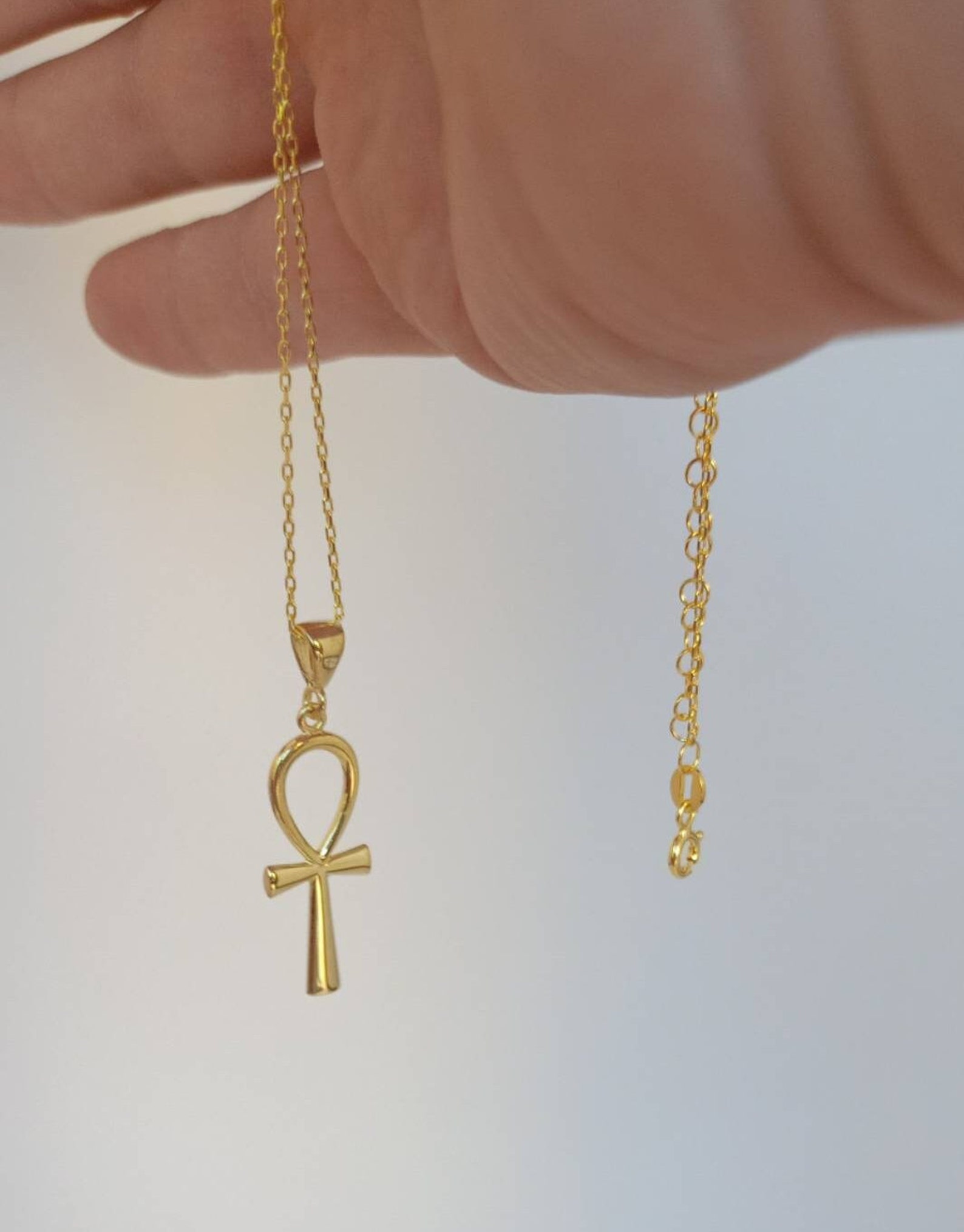 14K Gold Ankh Necklace, 925K Silver Ankh Necklace, Personalized ...