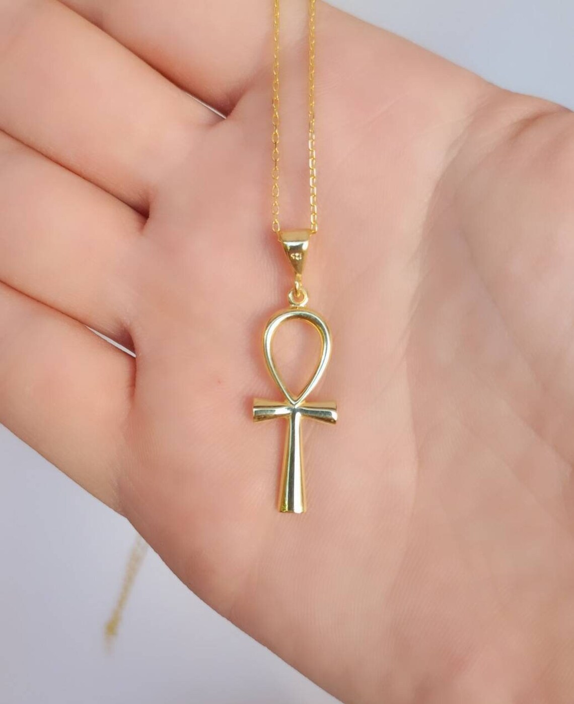 14K Gold Ankh Necklace, 925K Silver Ankh Necklace, Personalized ...