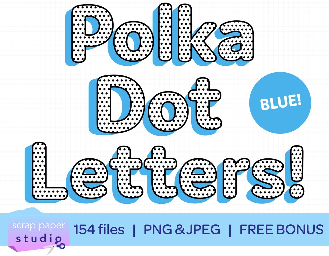 Polka Dot Letters, Blue Black White Polka Dots, Full Alphabet, 0-9 ...