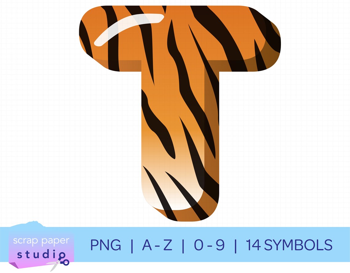 Tiger Stripe Bubble Letters Instant Download, Animal Safari Print, A-Z ...