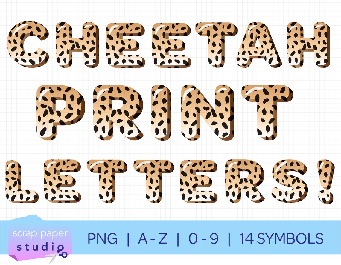 Cheetah Print Bubble Letters Instant Download, Wild Animal Safari, A-Z ...
