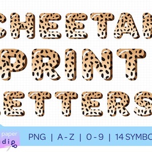 Cheetah Print Bubble Letters Instant Download, Wild Animal Safari, A-Z ...
