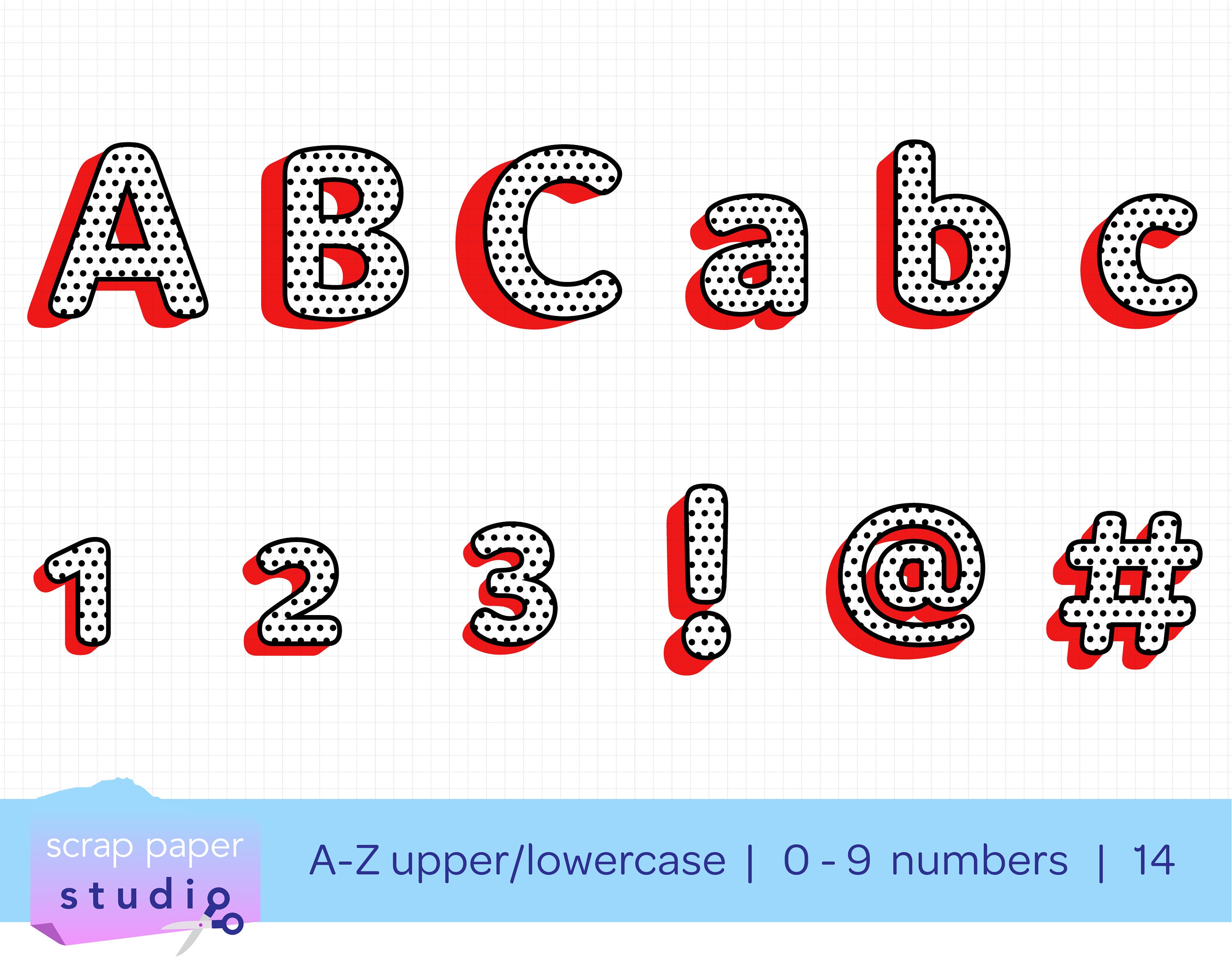 Polka Dot Letters Red Black White Full Alphabet 0-9 - Etsy