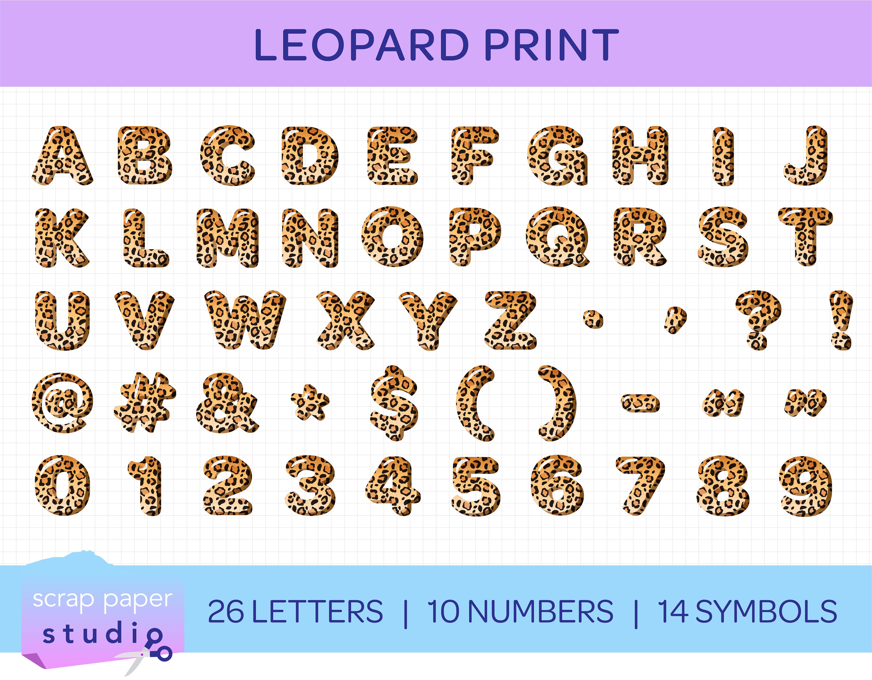 Animal Print Bubble Letters 200 Transparent PNG Files - Etsy