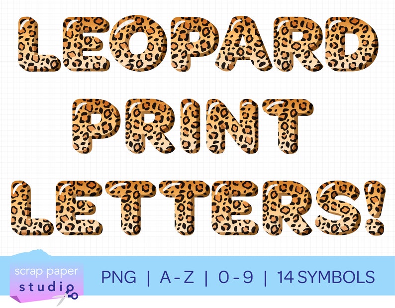 Leopard Print Bubble Letters Instant Download, Wild Animal Safari, A-Z ...