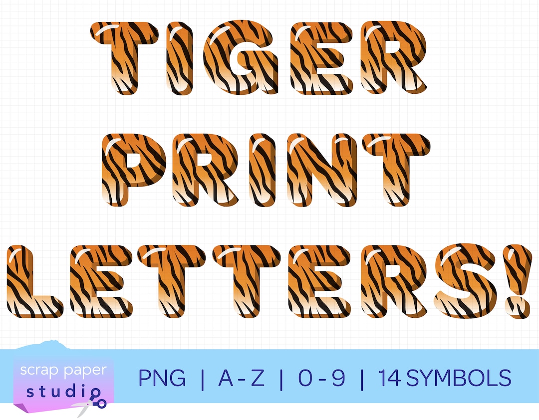 Tiger Stripe Bubble Letters Instant Download, Animal Safari Print, A-Z ...