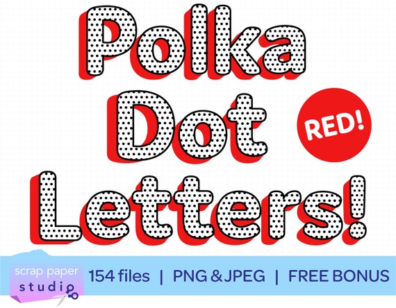 Polka Dot Letters Red Black White Full Alphabet 0-9 - Etsy