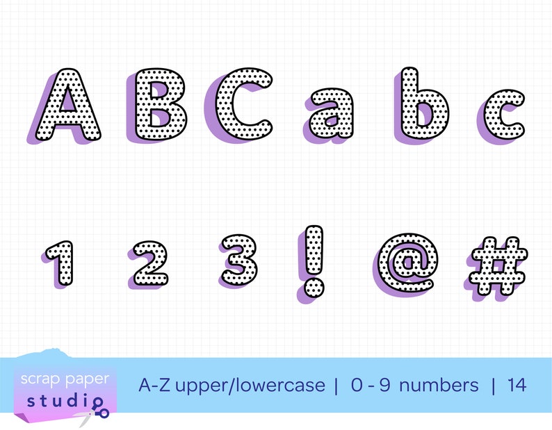 Polka Dot Letters Purple Black White Polka Dots Full - Etsy