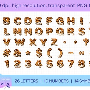 Tiger Stripe Bubble Letters Instant Download, Animal Safari Print, A-Z ...