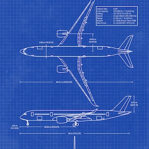 Airbus A350 XWB Poster Design Blueprint Wall Art Dimension - Etsy