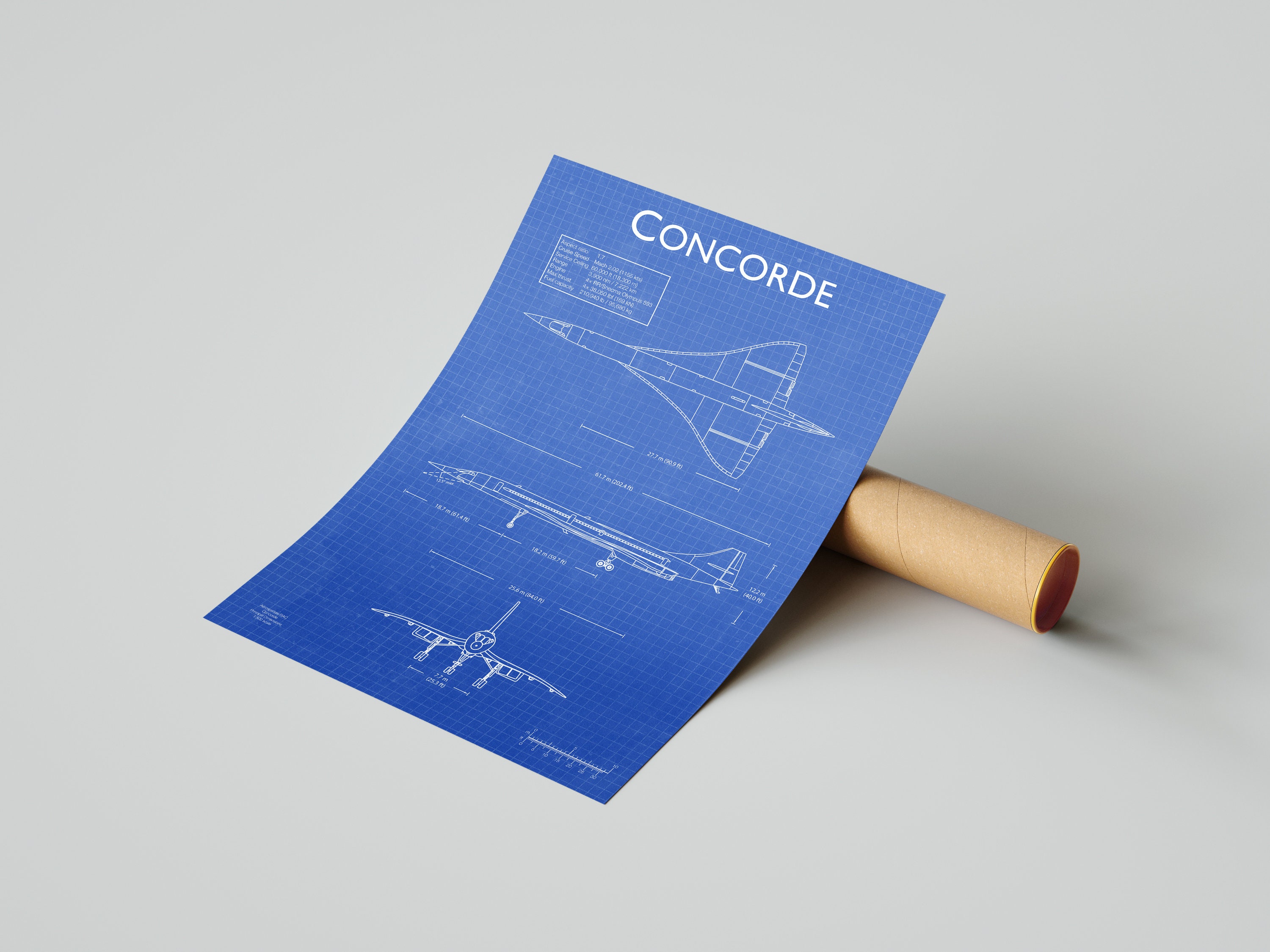 Concorde Poster Design Blueprint Wall Art Supersonic Jet - Etsy