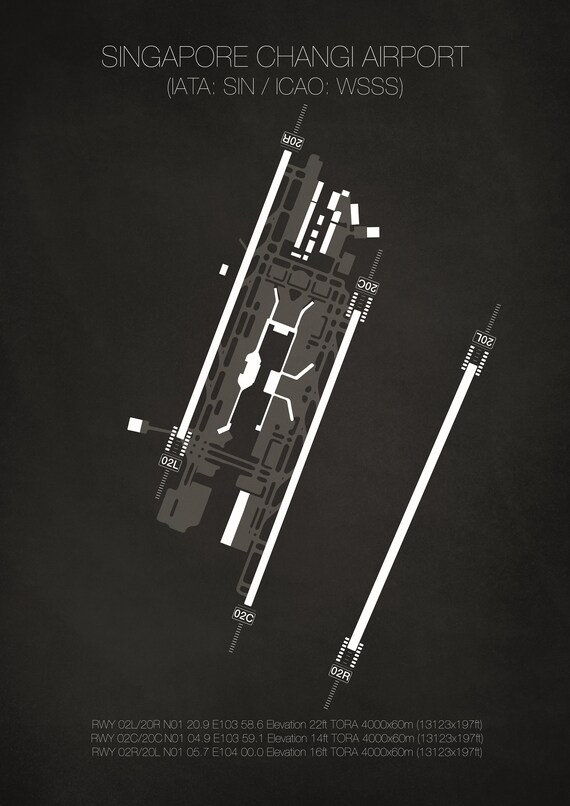 SIN: Singapore Changi Airport Screenprint Singapore Changi