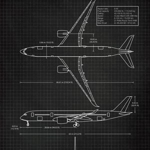 Airbus A350 XWB Poster Design Blueprint Wall Art Dimension - Etsy