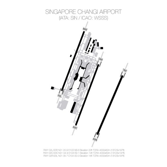 Singapore Changi Airport WSSS Aerodrome Navigation Chart Print - Etsy ...