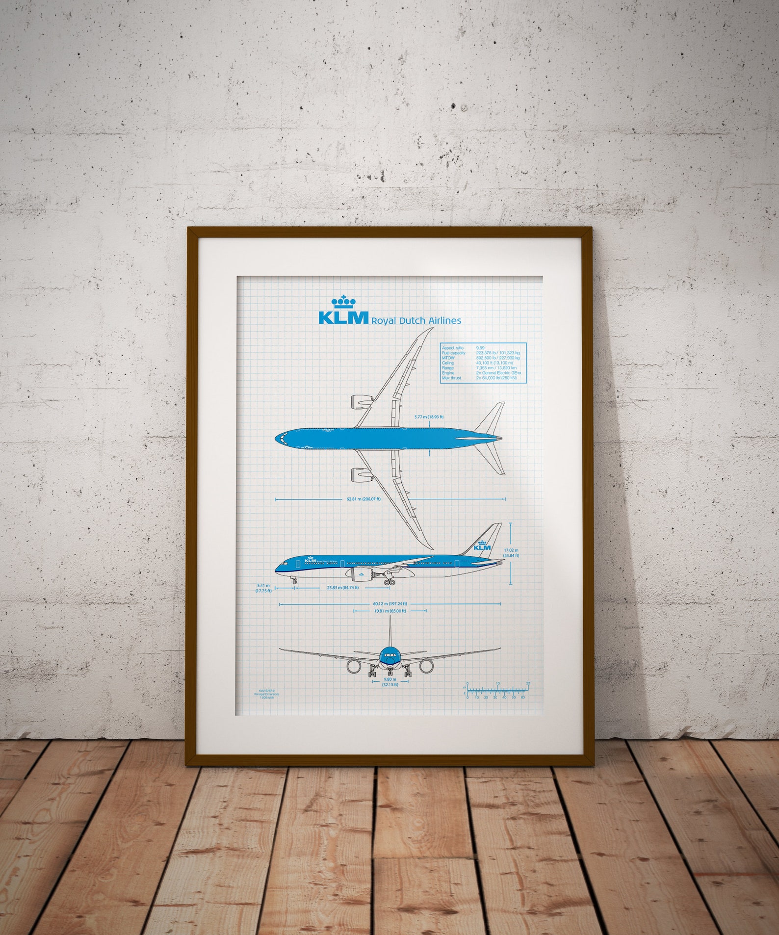 KLM Boeing B787 Poster Print Wall Art Aircraft Classic - Etsy