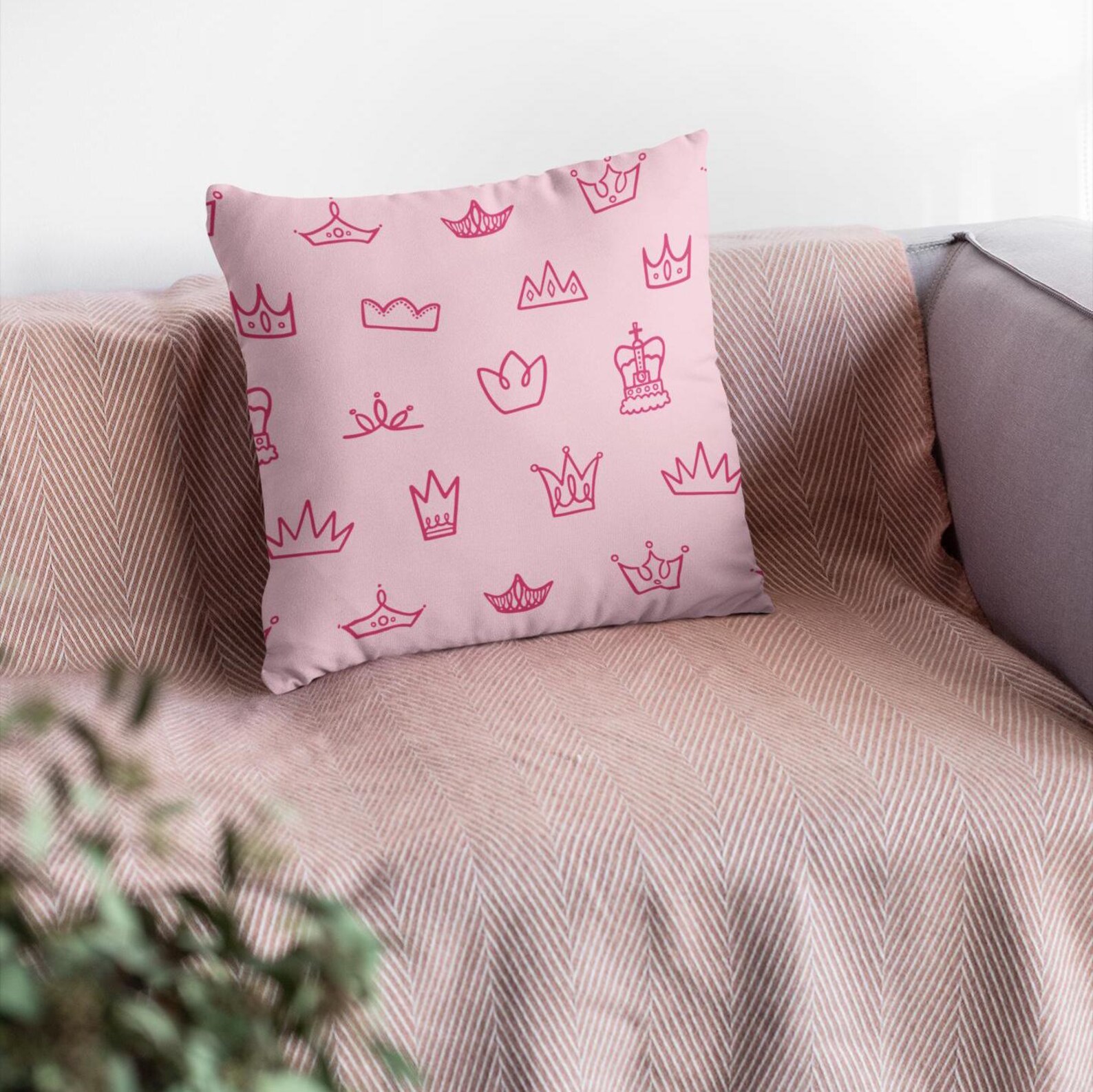 Pink Royal Crowns Princess Queen Spun Polyester Square Pillow - Etsy