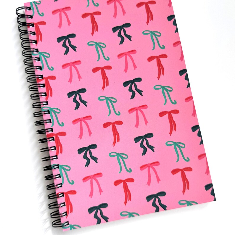 Coquette Bows Spiral Notebook Journal | Illustrated Ribbons Spiral ...