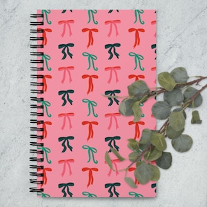 Coquette Bows Spiral Notebook Journal | Illustrated Ribbons Spiral ...