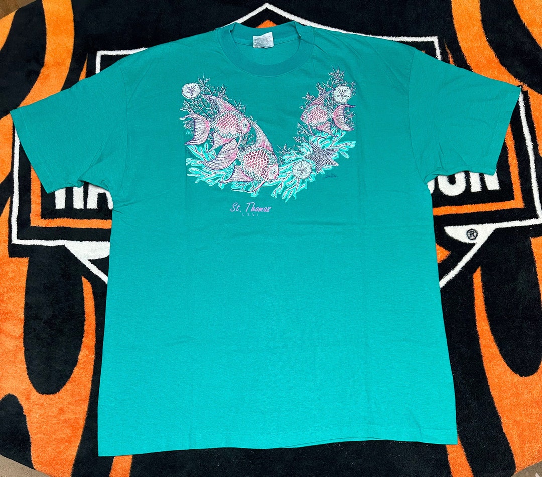 Vintage 90s St Thomas USVI Fish Single Stitch T Shirt Size Adult XL ...