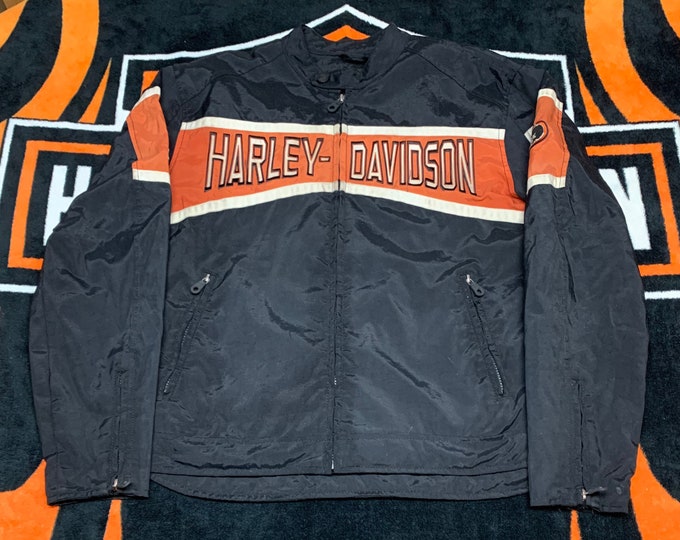Harley Davidson Motorcycles Racing Full Zip Embroidered Jacket Size ...