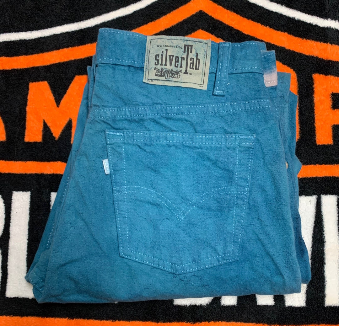 Vintage 90s Silver Tab Button Fly Tie Dye Levis Jeans Size 32x32 Made ...
