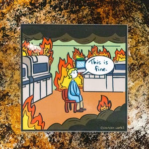 This is Fine // Vinyl Sticker // Lab on Fire // Short Staffed ...