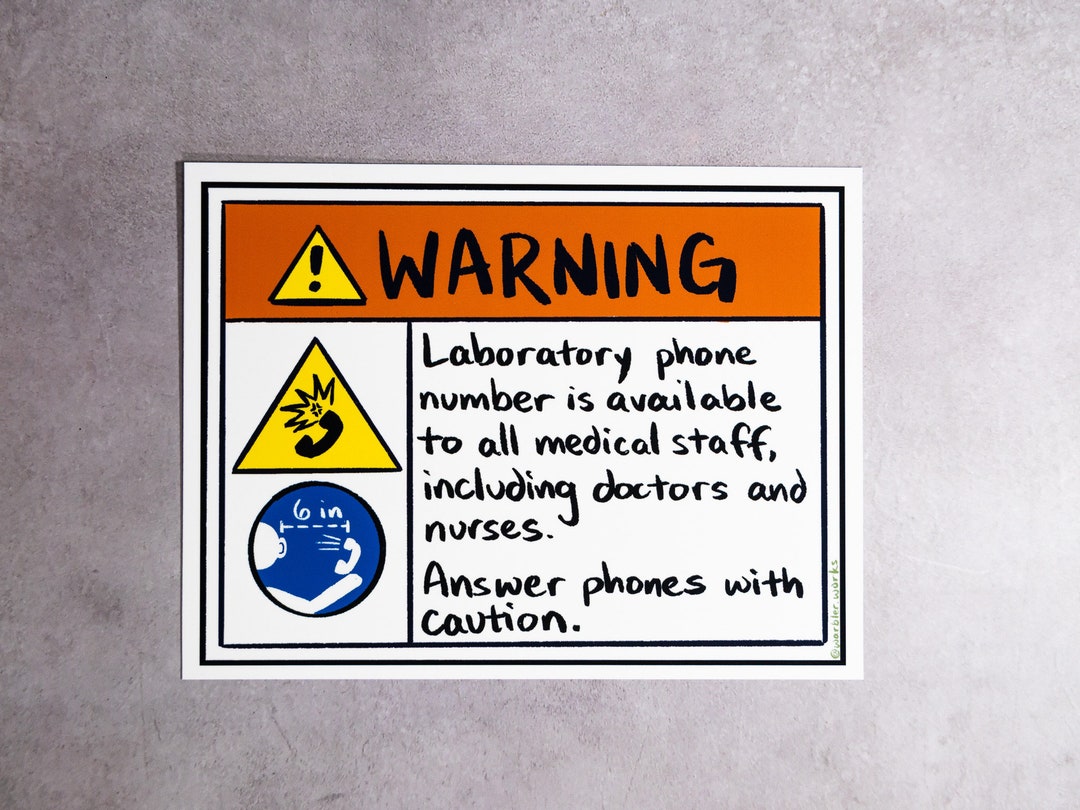 Warning! Answer Phones With Caution Sign // Safety Print // Science ...