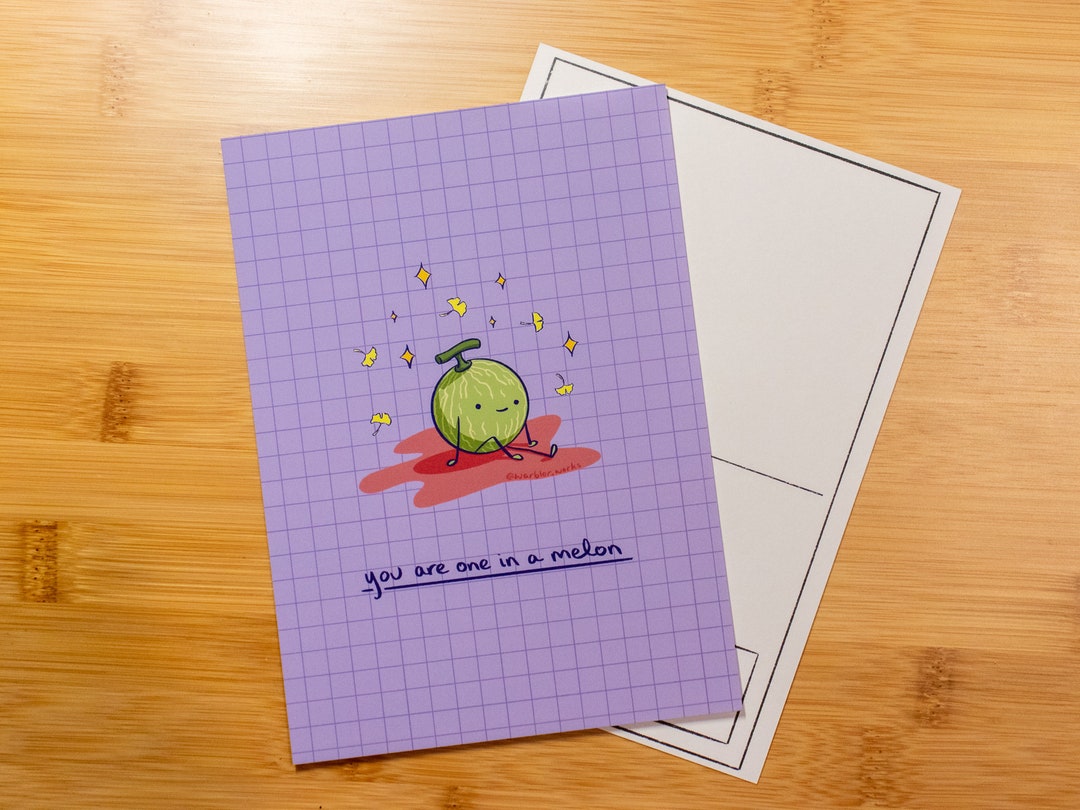 You Are One in a Melon Postcard Print // Art Print // Gift // Pun ...