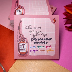 Blood Bank Sticky Notes // Sticky Pad// Blood Bag // Laboratory // Lab ...