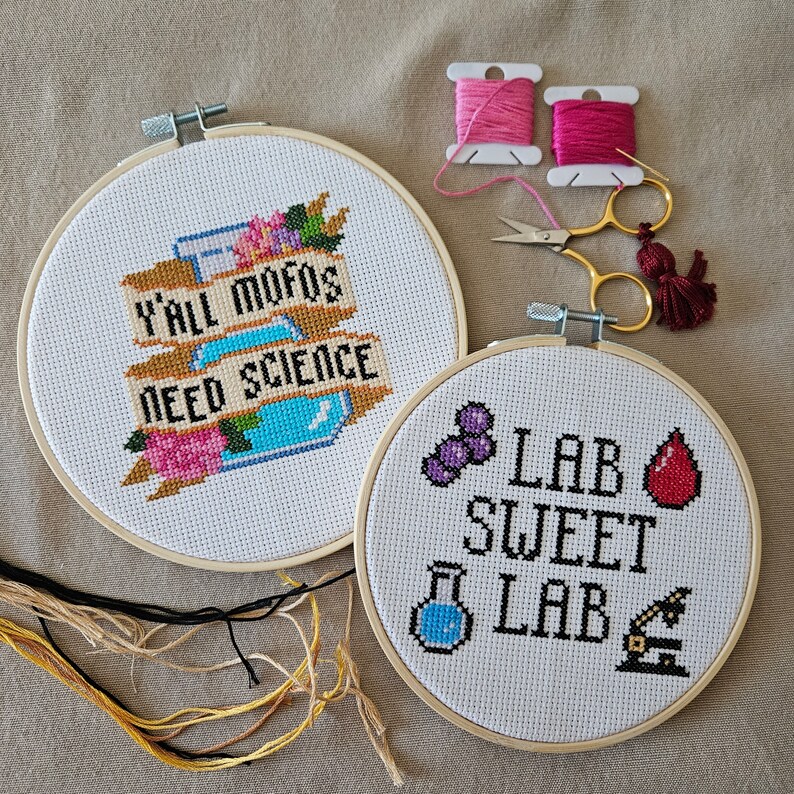 Cross Stitch Kit - Lab Sweet Lab // Laboratory // Lab Gift // Biology ...