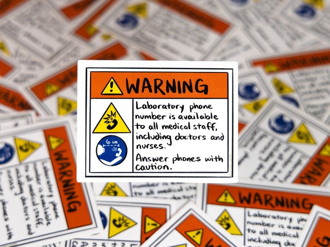 Warning Answer Phones With Caution Sticker // Warning Sticker ...