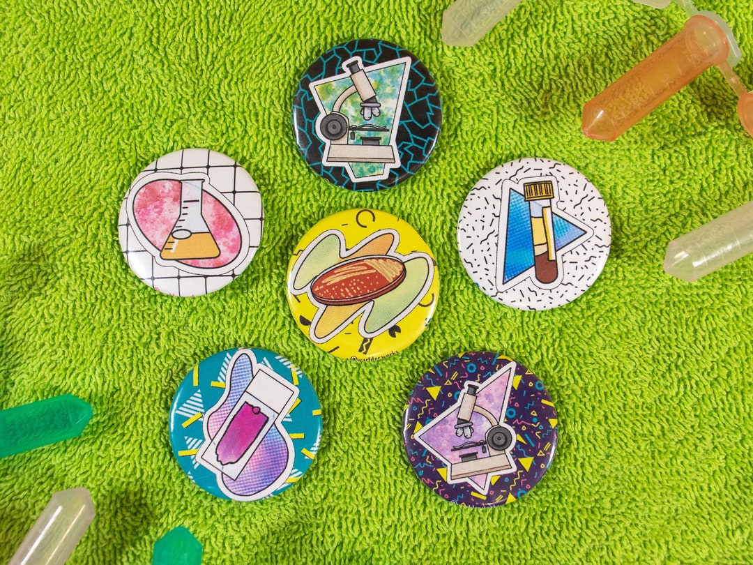 90's Themed Lab Buttons // Micro // Heme // Slide // Microscope // 2023 ...