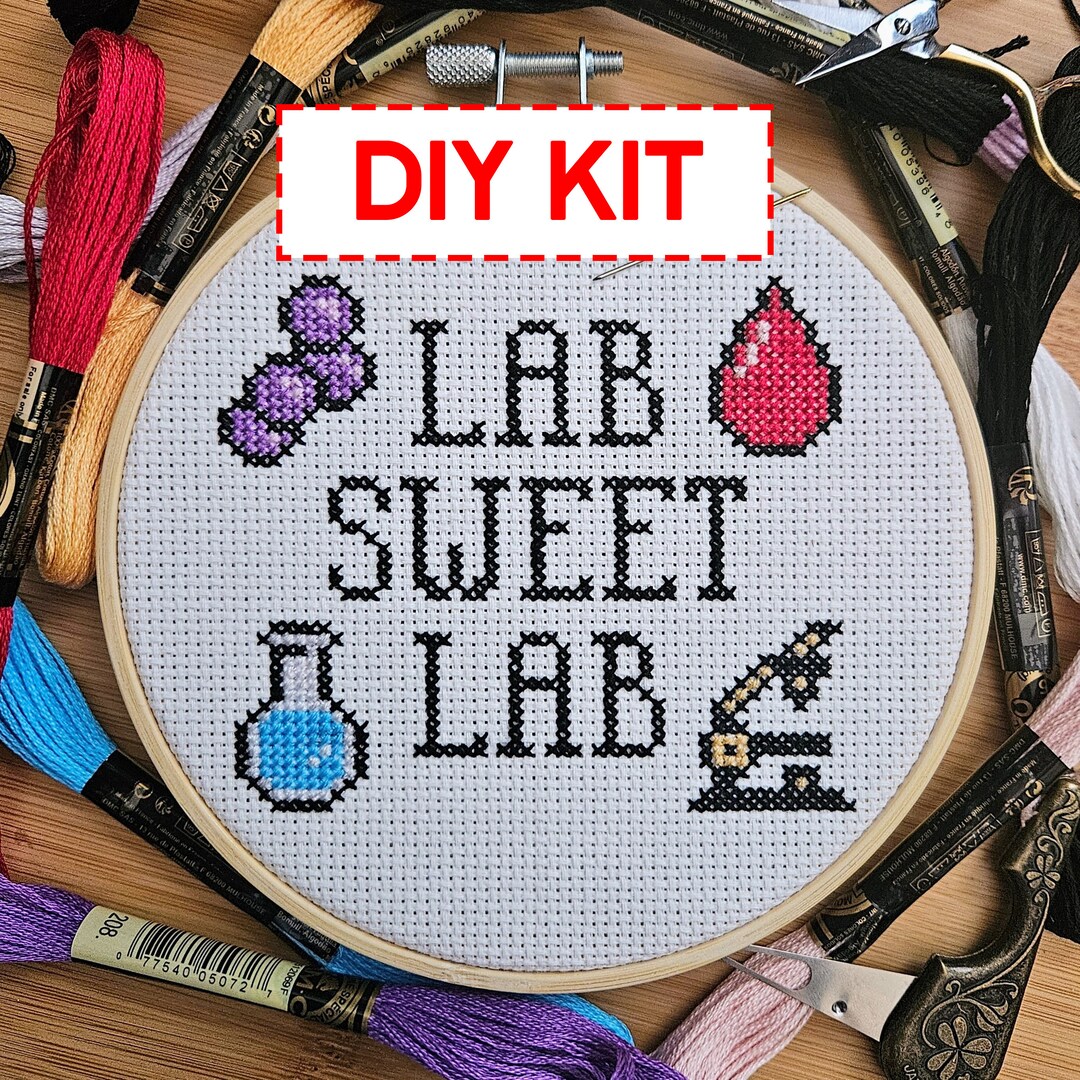 Cross Stitch Kit - Lab Sweet Lab // Laboratory // Lab Gift // Biology ...