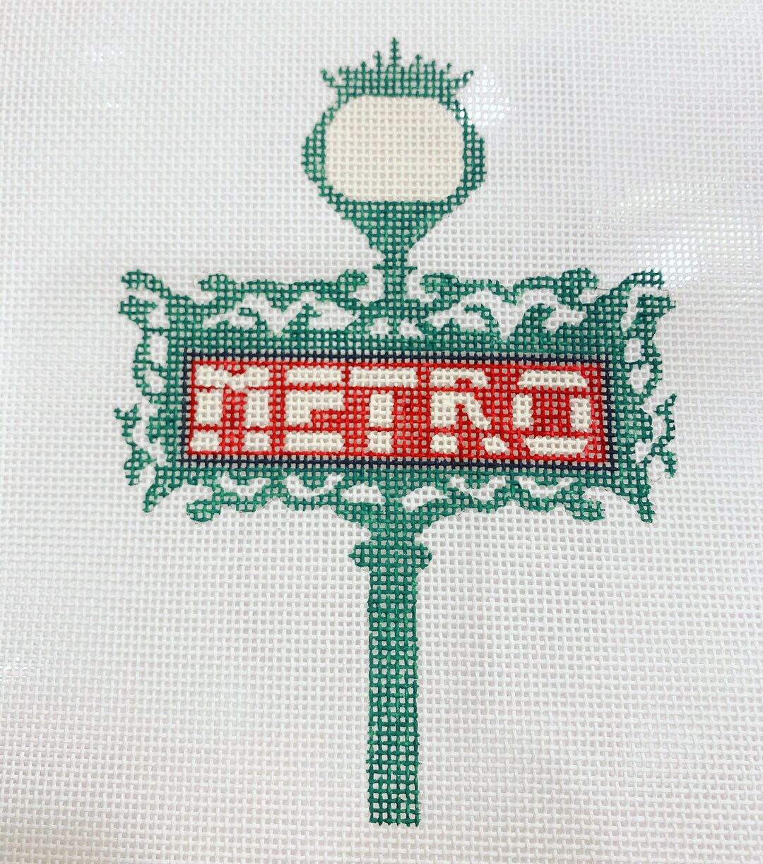 Paris Metro Sign Hand Painted Needlepoint Canvas - Etsy