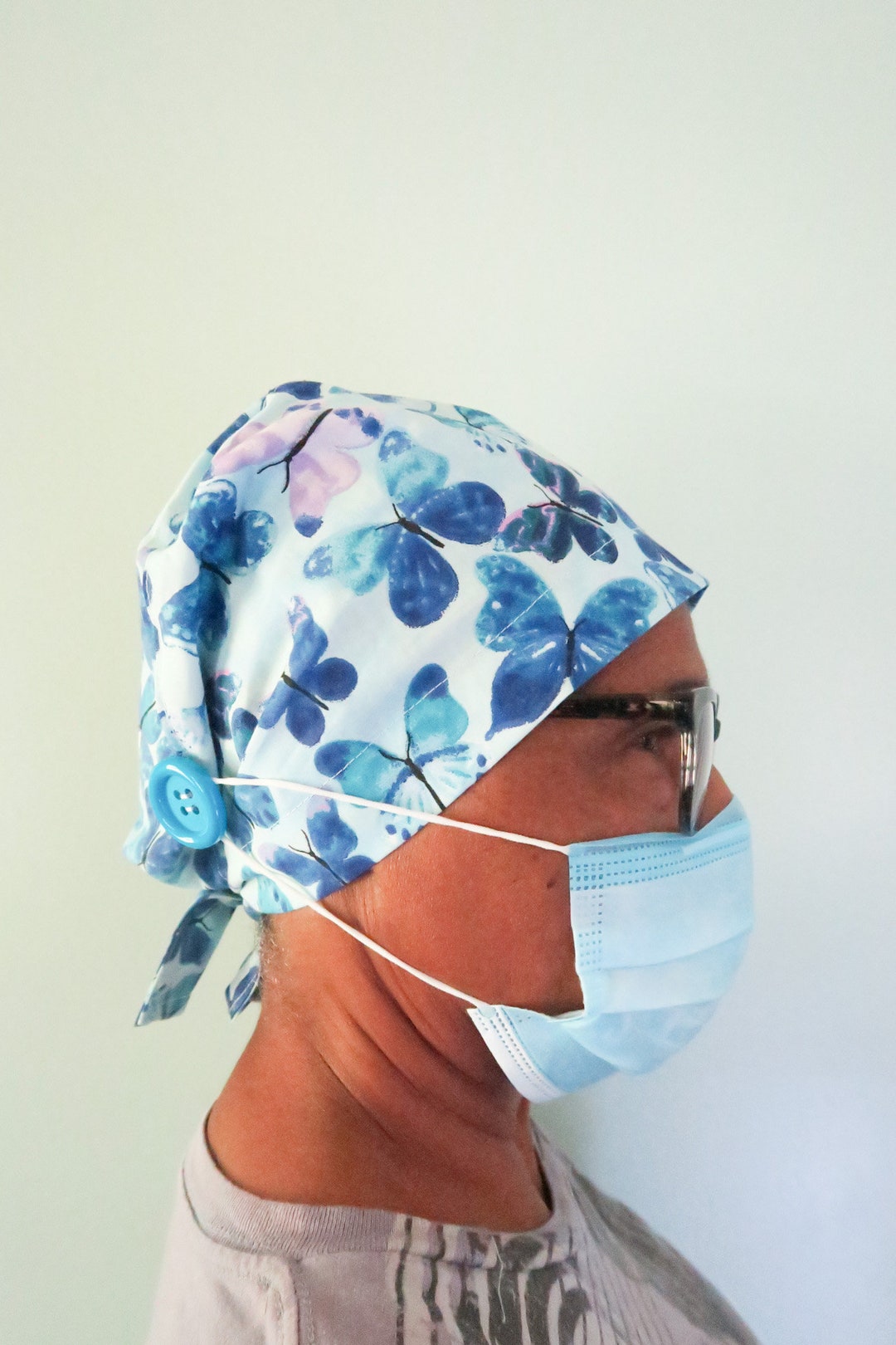 Handmade ear saving adjustable washable soft medical scrub cap with ...